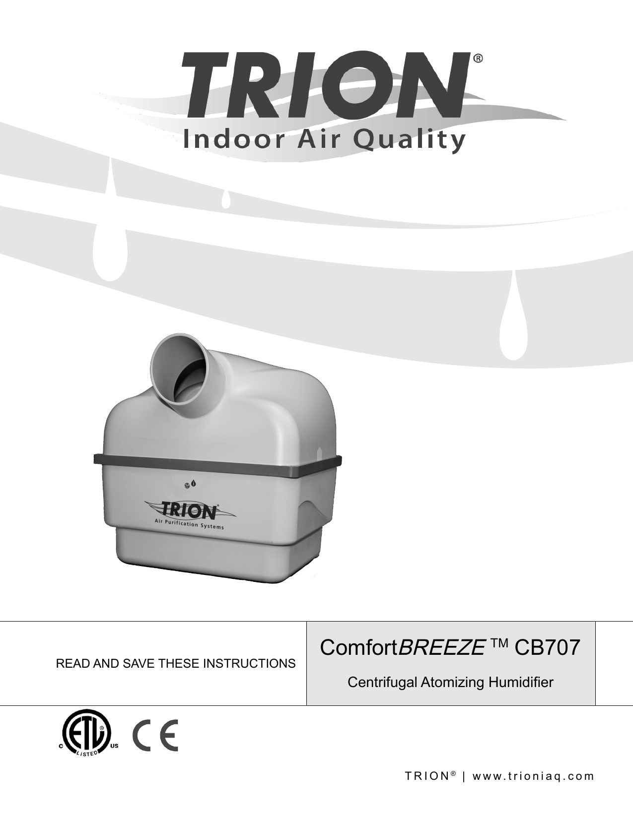 Trion ComfortBREEZE™ CB707 Centrifugal Atomizing Humidifier Product ...