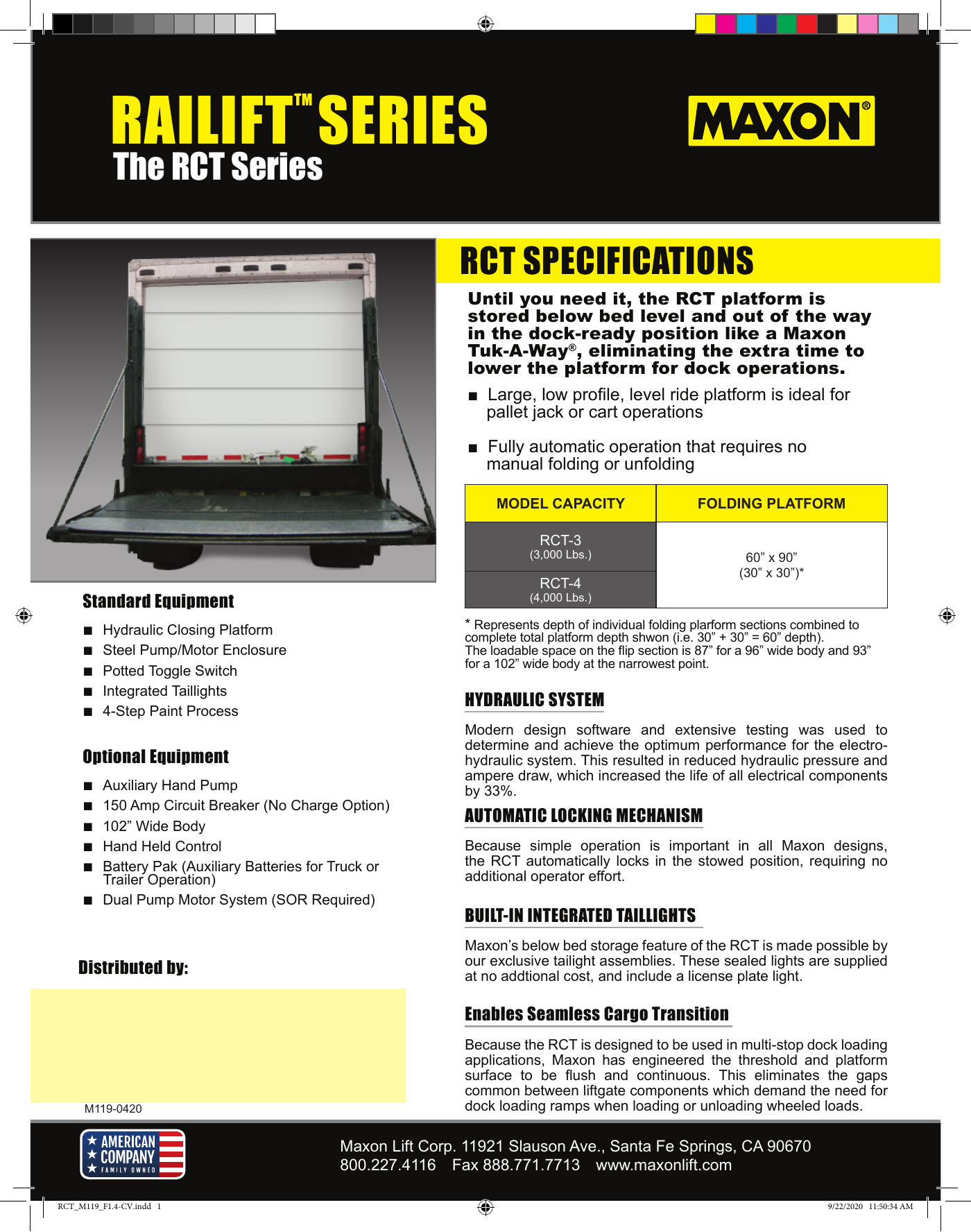 Maxon RCT RAILIFT™ Specification Sheet | Manualzz