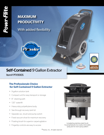 Powr-Flite PFX900S Self-Contained Extractor Spec Sheet | Manualzz