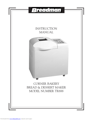 Breadman TR888 Bread Machine Instruction manual | Manualzz