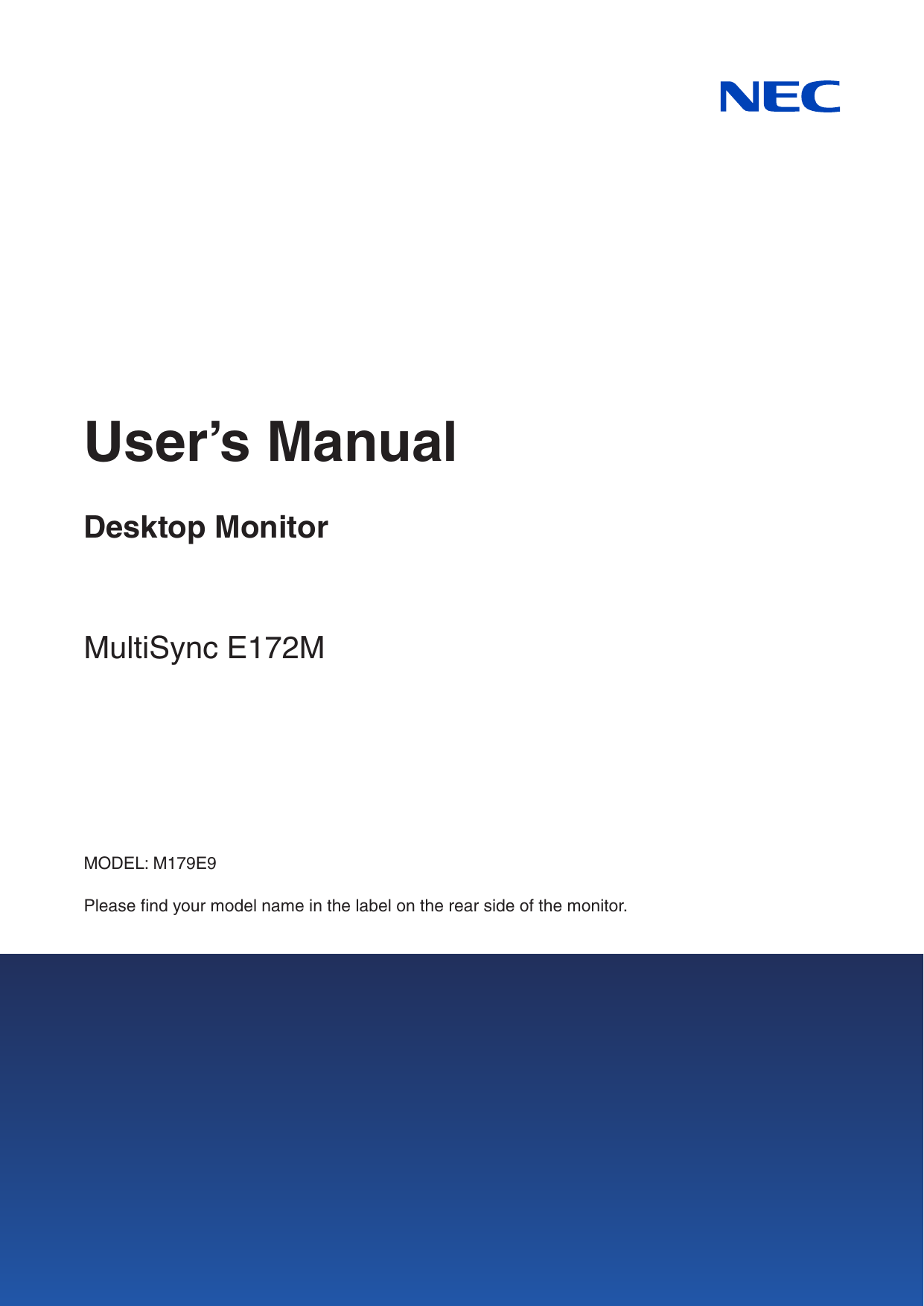 NEC E172M-BK 17" Desktop Monitor User Manual | Manualzz