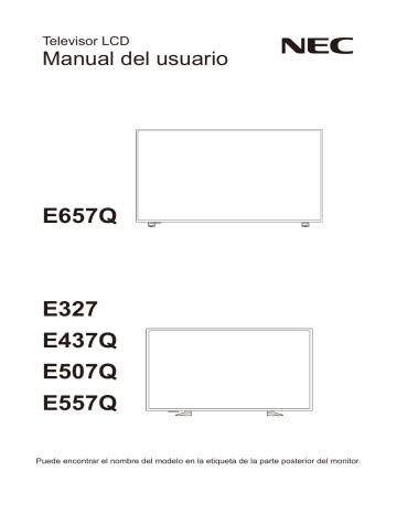 NEC E557Q 55" 4K UHD Display Manual de usuario | Manualzz