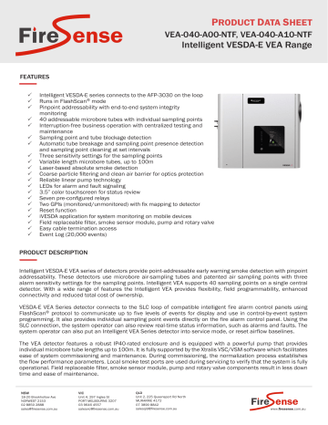 FireSense VESDA-E VEA Intelligent Range Aspirated Detection Datasheet ...