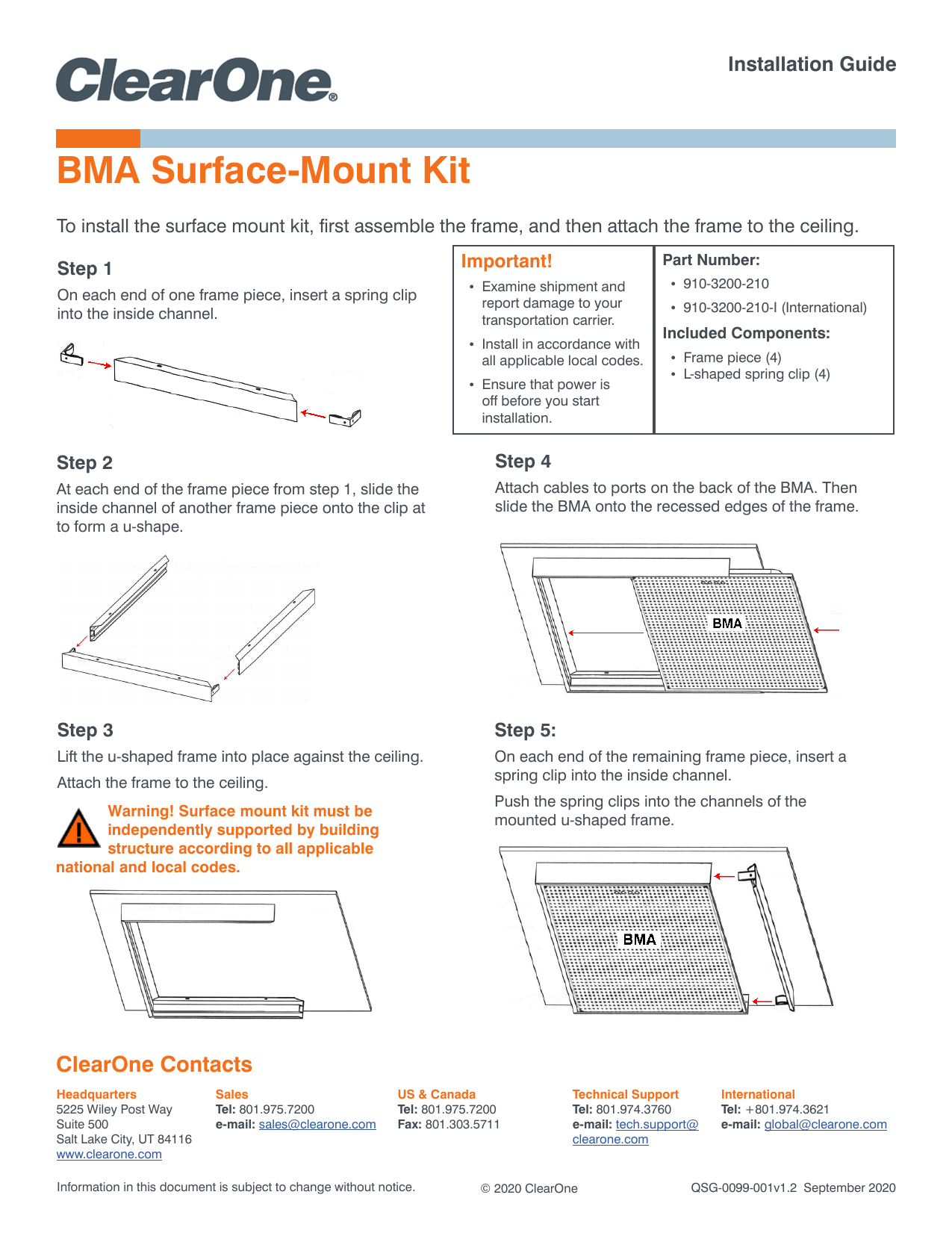 Clearone BMA CT - BMA CTH Surface Mount Installation Guide | Manualzz