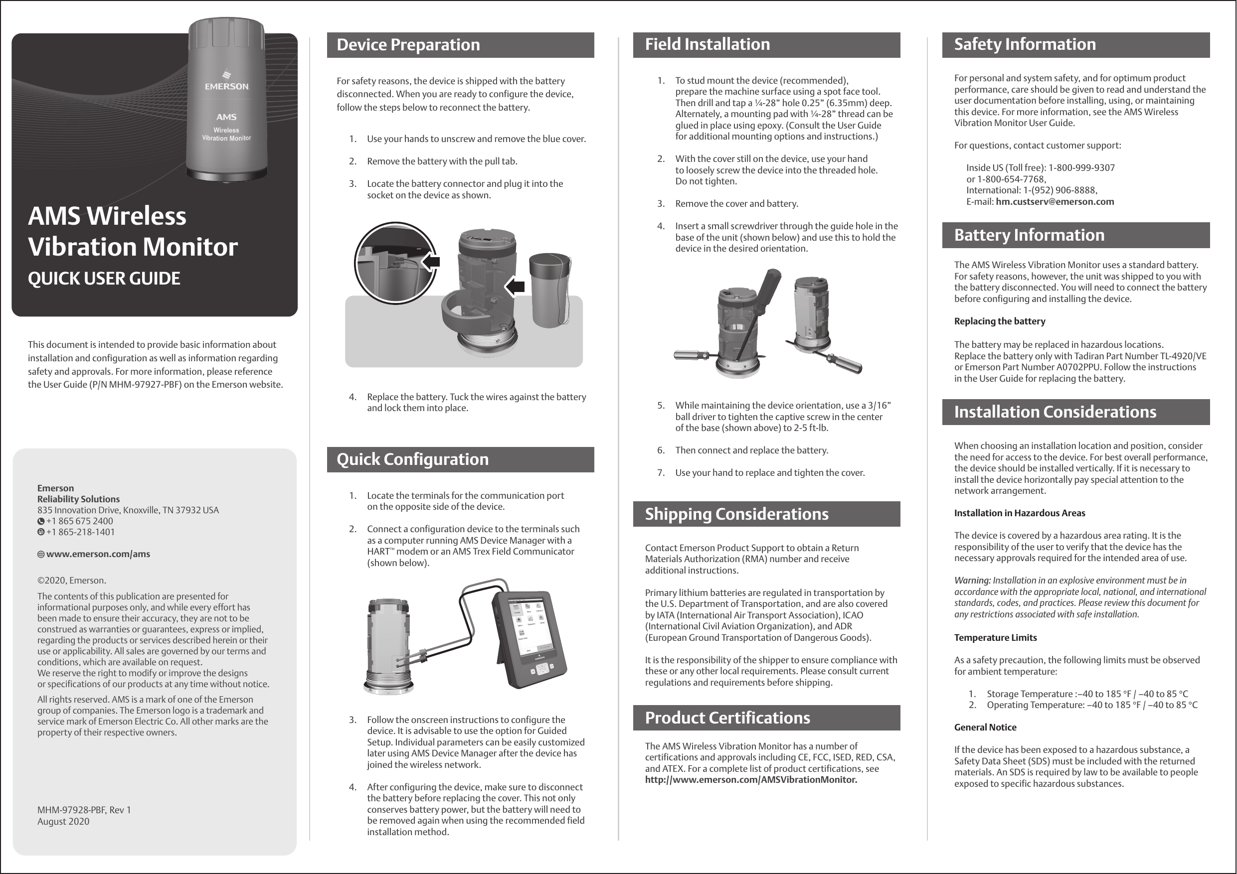 AMS Wireless Vibration Monitor User guide | Manualzz