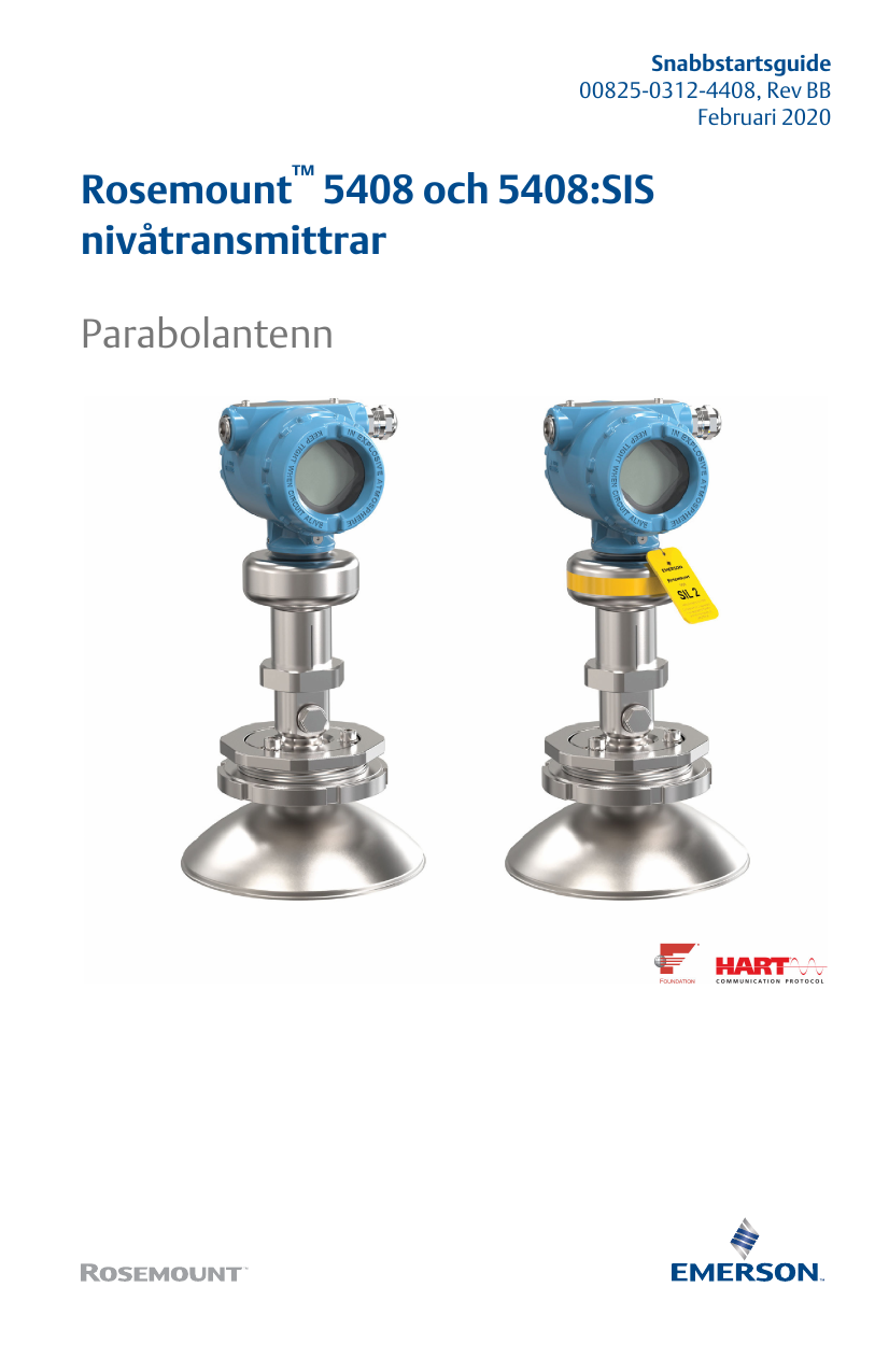 Rosemount 5408 och 5408:SIS nivåtransmittrar Parabolantenn ...