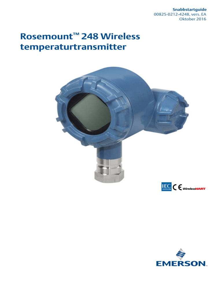 Rosemount 248 trådlös temperaturtransmitter User guide | Manualzz