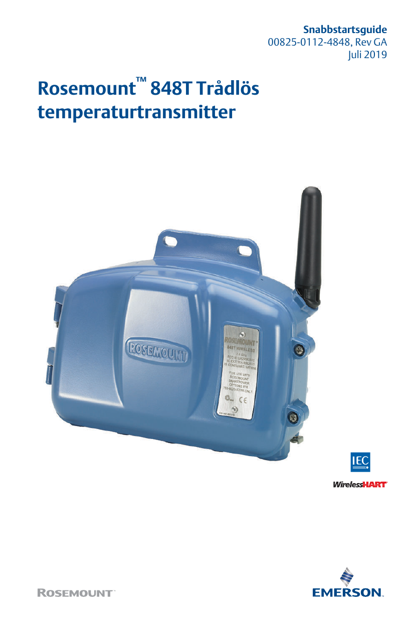 Rosemount 848T trådlös temperaturtransmitter Användarguide | Manualzz