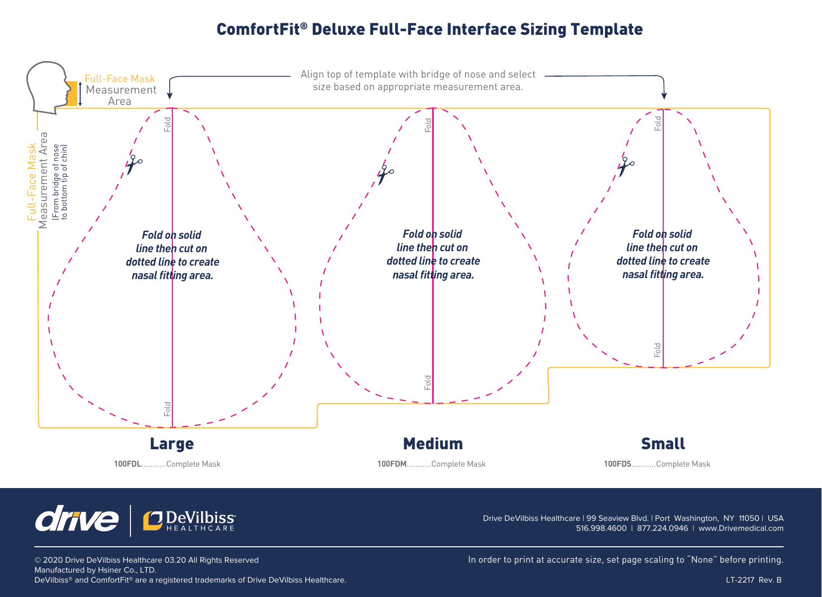 Drive 100FDS Full Face ComfortFit Deluxe CPAP Mask Template | Manualzz