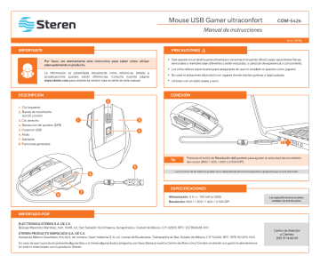 Steren COM-5426 Mouse USB Gamer 800 / 1200 / 1600 / 2000 DPI El manual ...