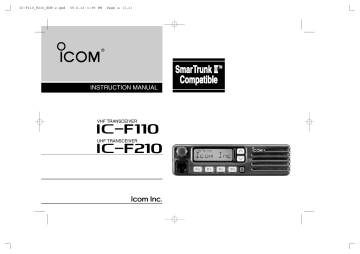 ICOM IC-F110 Owner Manual | Manualzz