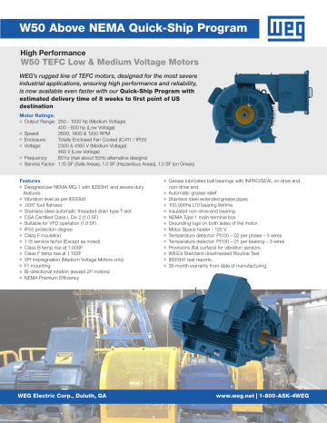 WEG W50 Above NEMA Quick Guide | Manualzz