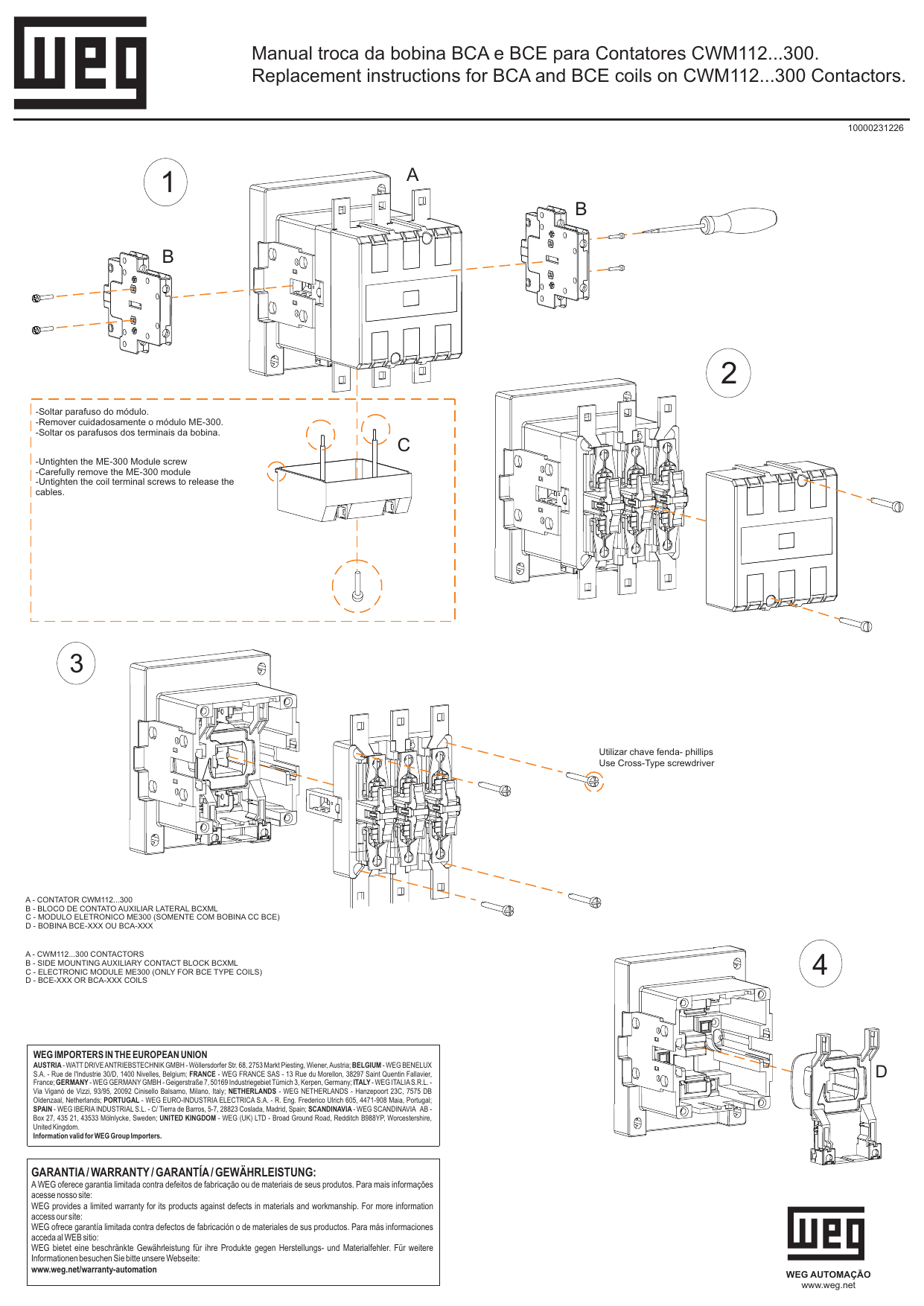 WEG REPLACEMENT Operating instructions | Manualzz