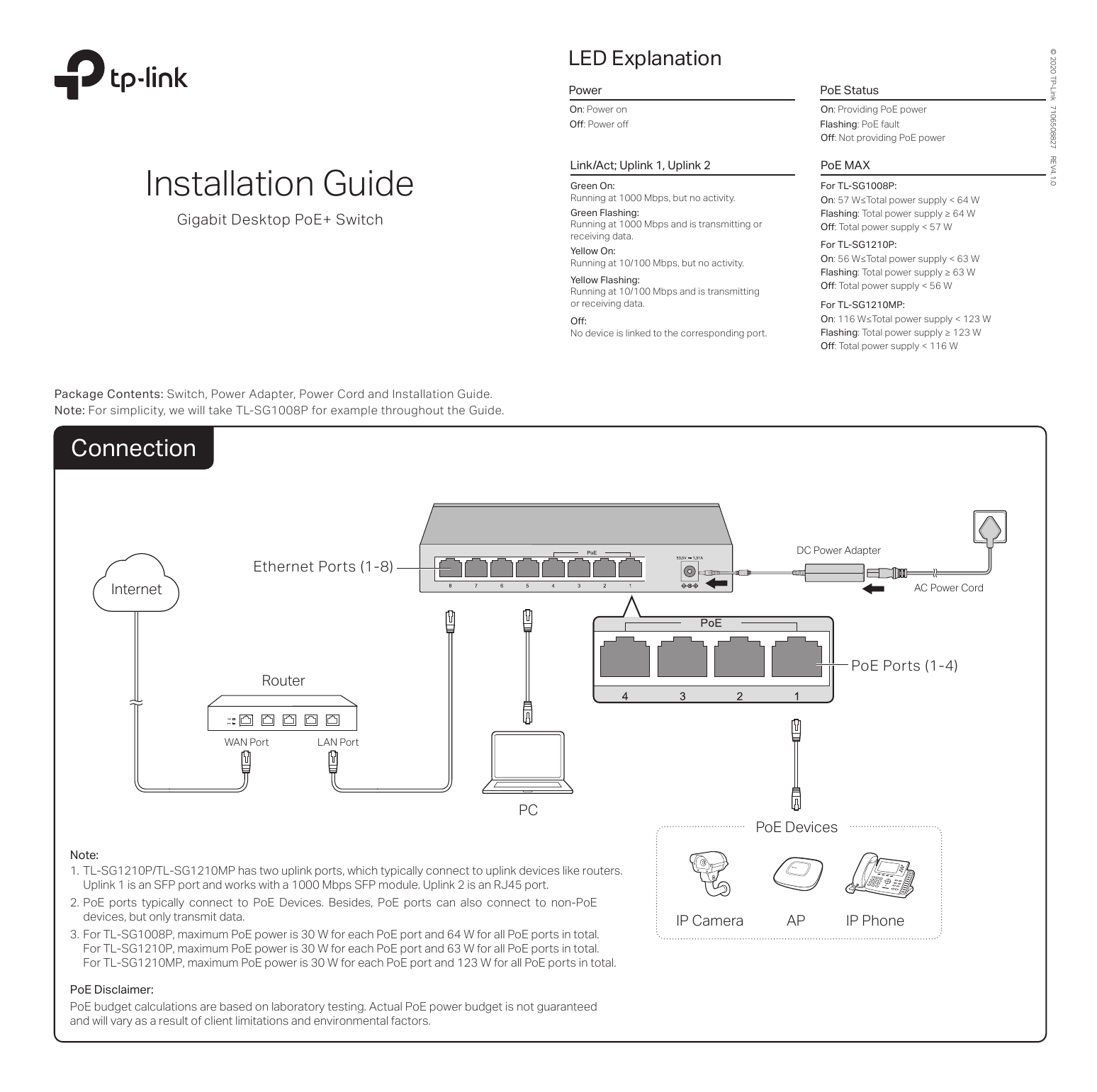 TP-Link TL-SG1008P 8-Port Gigabit Desktop Switch Installation Guide ...