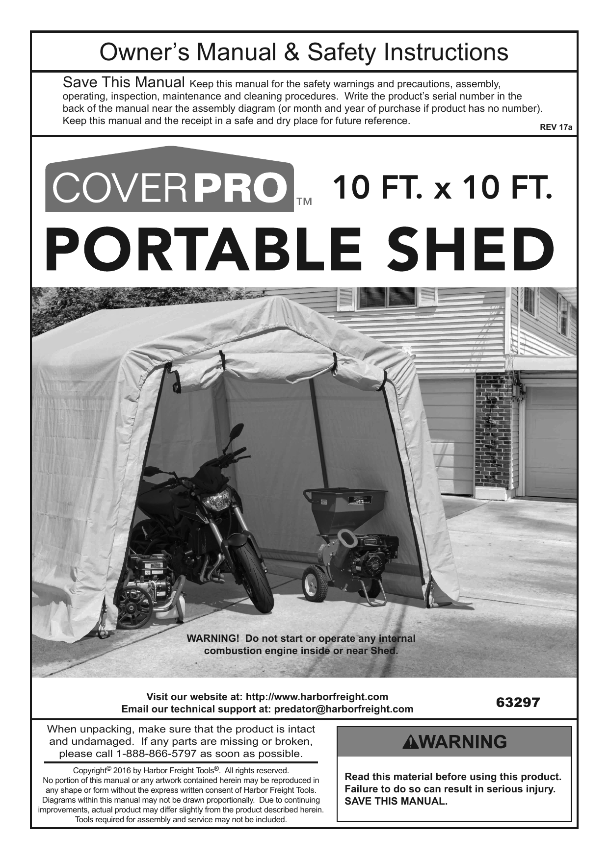 CoverPro 63297 10 ft. x 10 ft. Portable Shed Owner's Manual | Manualzz