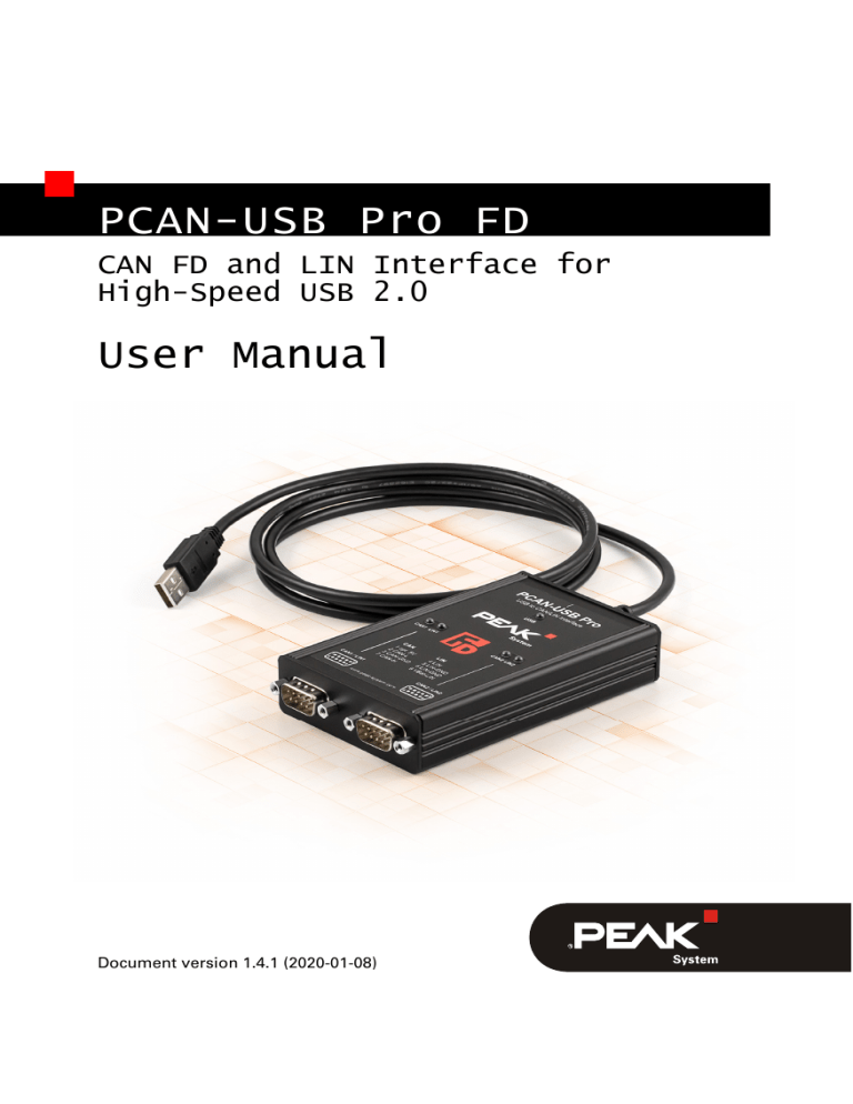PEAK-System PCAN-USB Pro FD Operating instructions | Manualzz