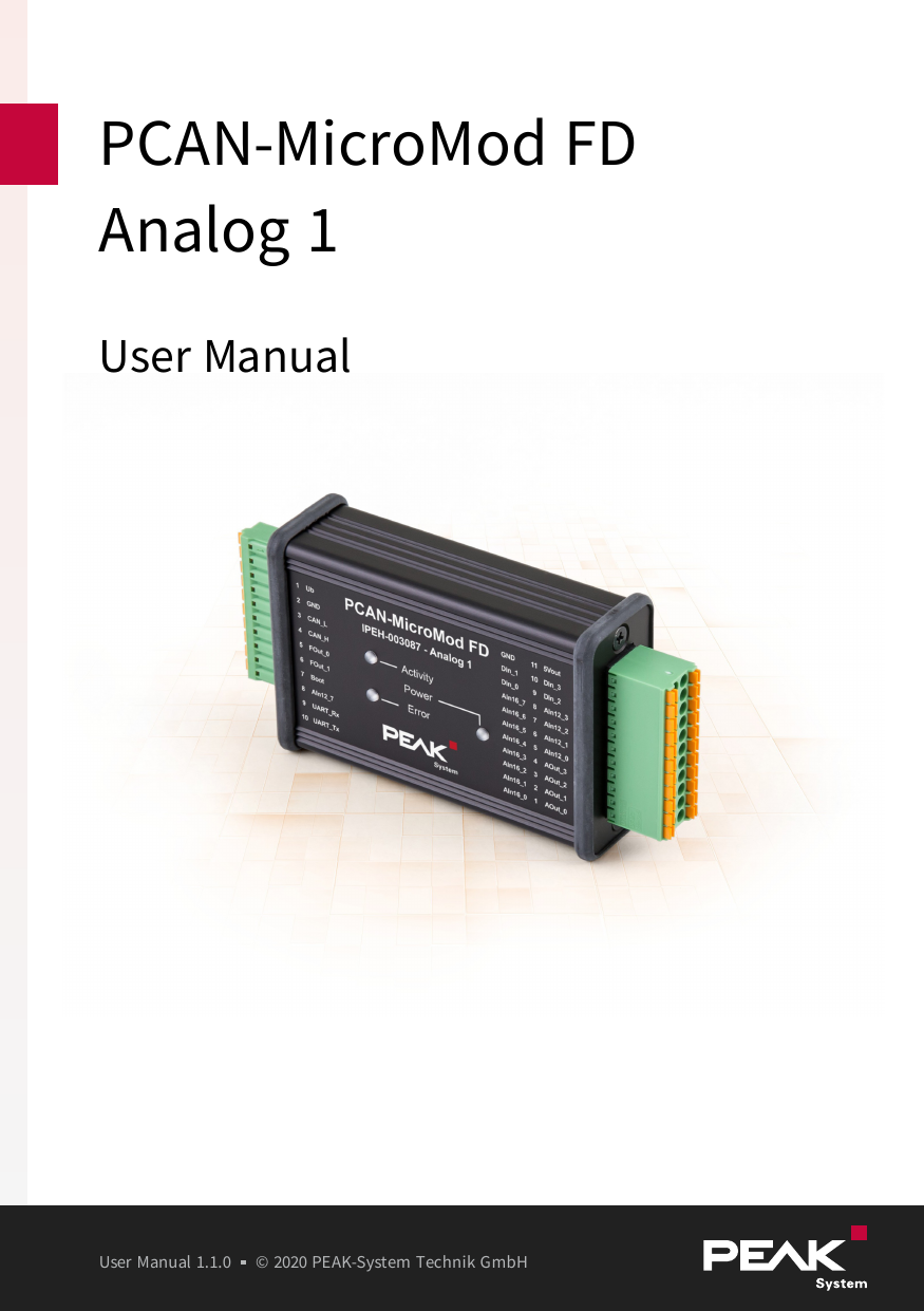 PEAK-System PCAN-MicroMod FD Analog 1 Operating instructions | Manualzz