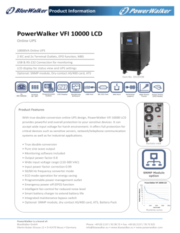 PowerWalker VFI 10000 LCD Datasheet | Manualzz