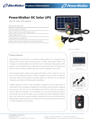 PowerWalker DC Solar UPS Datasheet | Manualzz
