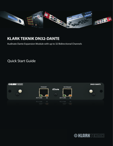 Klark Teknik DN32-DANTE Quick Start Guide | Manualzz