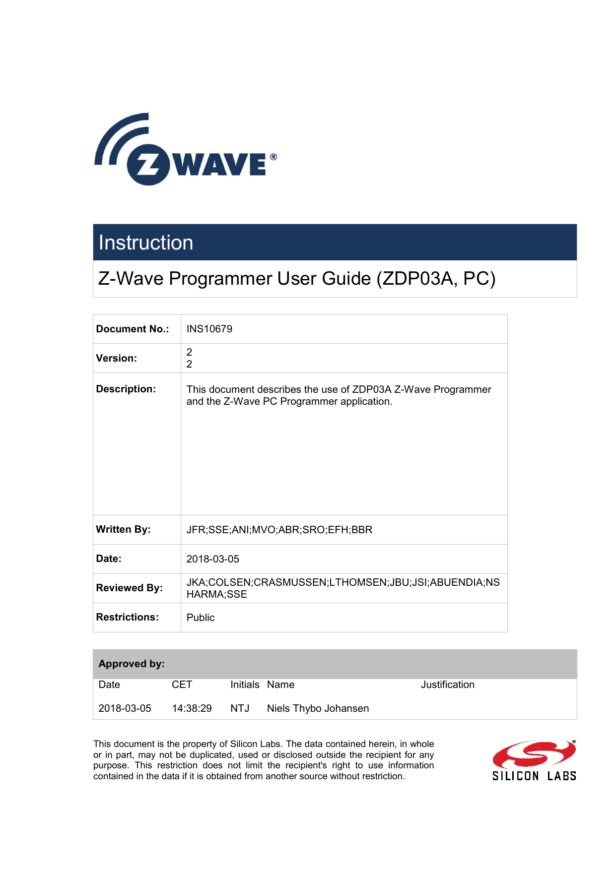 Silicon Labs Z-Wave Programmer (ZDP03A, PC) User's Guide | Manualzz