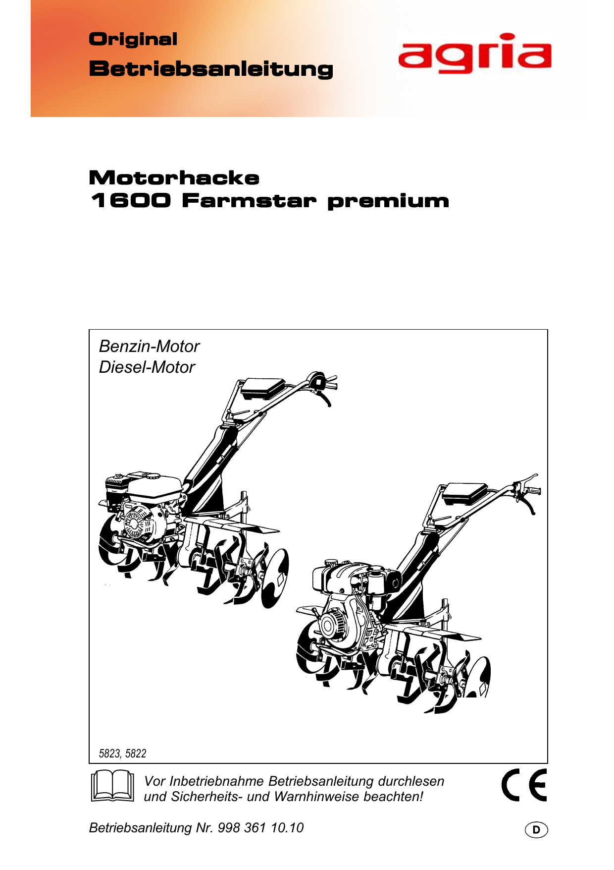Agria 1600 Owner's manual | Manualzz