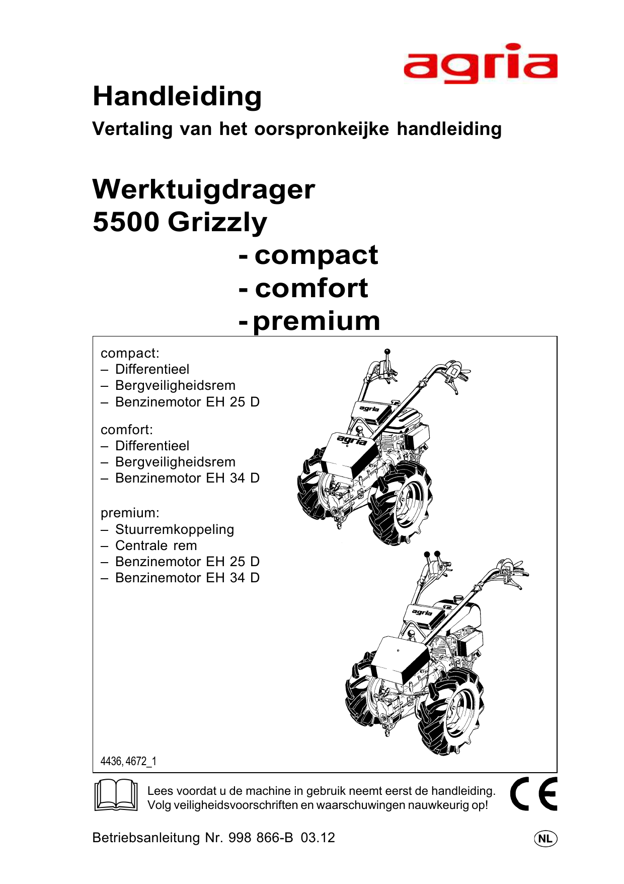 Agria 5500 KL Grizzly compact/comfort de handleiding | Manualzz