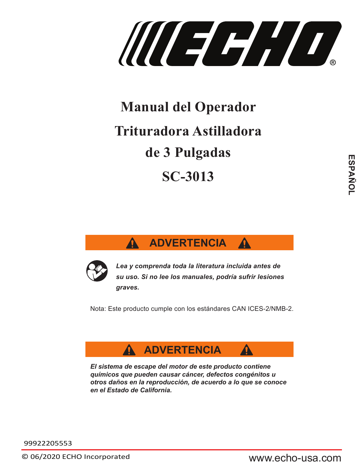 Echo SC-3013 Manual de usuario | Manualzz