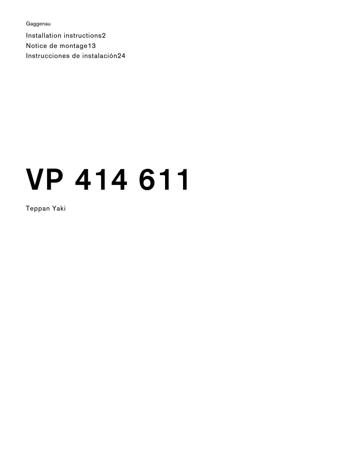 Gaggenau VP 414 611 15″ Vario 400 series Teppan Yaki Installation ...