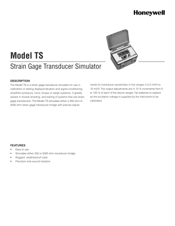 Honeywell TS Strain Gage Transducer Simulator Datasheet | Manualzz