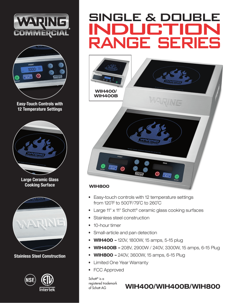 Waring WIH800, WIH400, WIH400B Specification | Manualzz