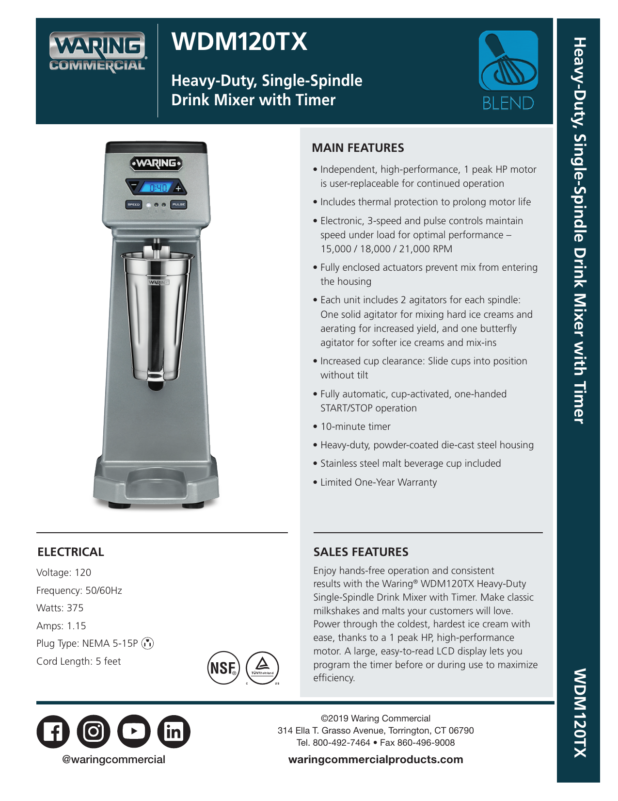 Waring WDM120TX Specification | Manualzz