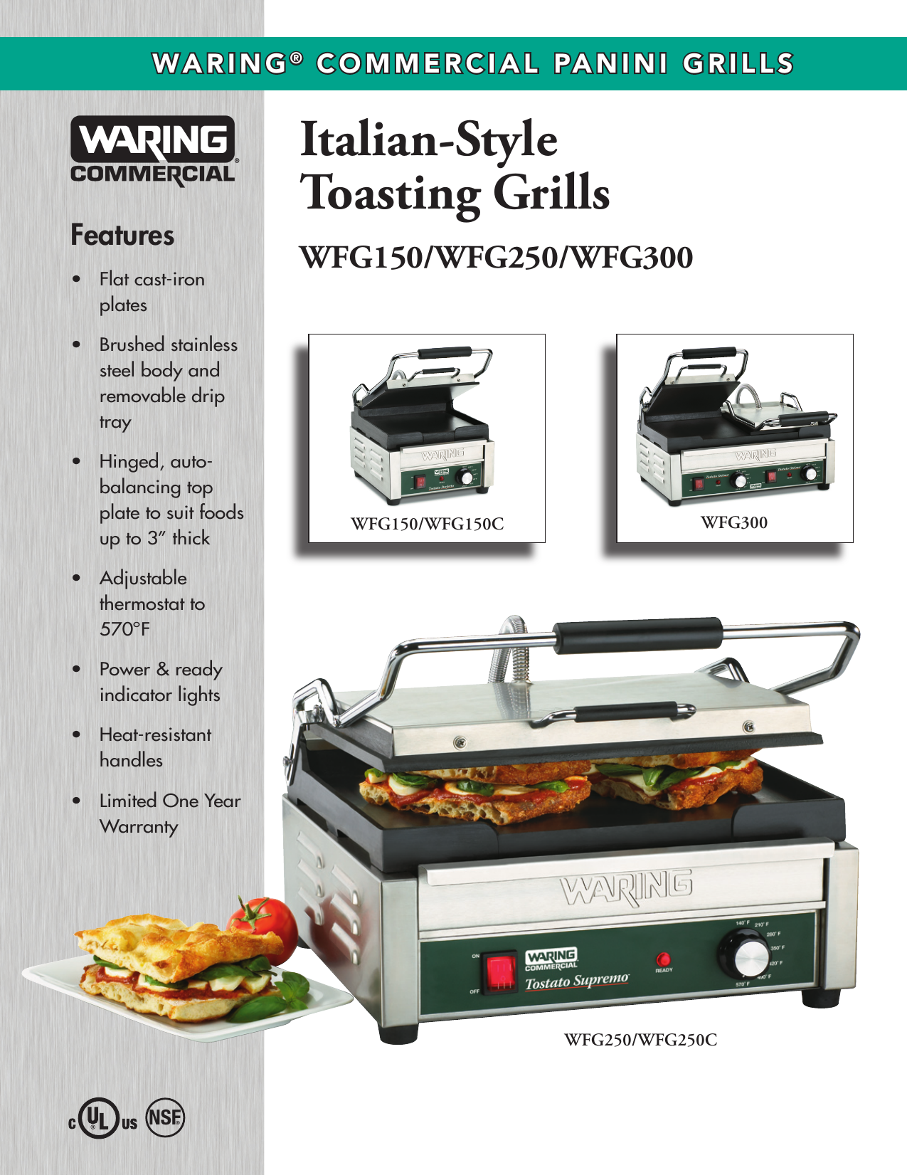 Waring WFG150T Specification | Manualzz