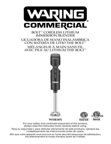 Waring Commercial BOLT WSB38X, WSB38X, WSB38X2, WSB38X Bolt Cordless ...