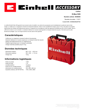EINHELL E-Box S35/33 Case Fiche technique de produit | Manualzz