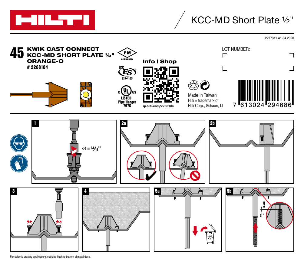 Hilti KCC-MD Short Plate 1/2 Operating instructions | Manualzz