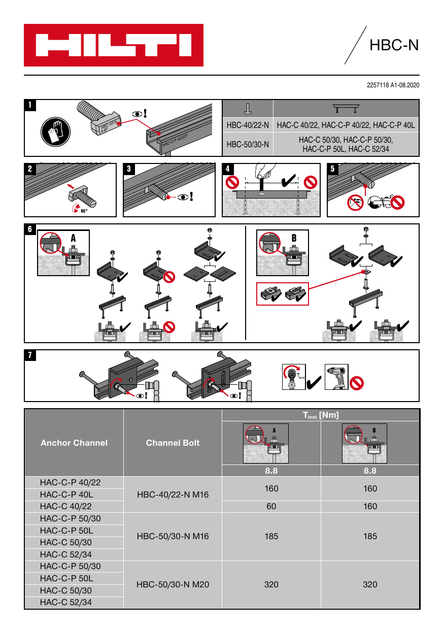Hilti HBC-N T-bolts for HAC-C Operating Instruction | Manualzz