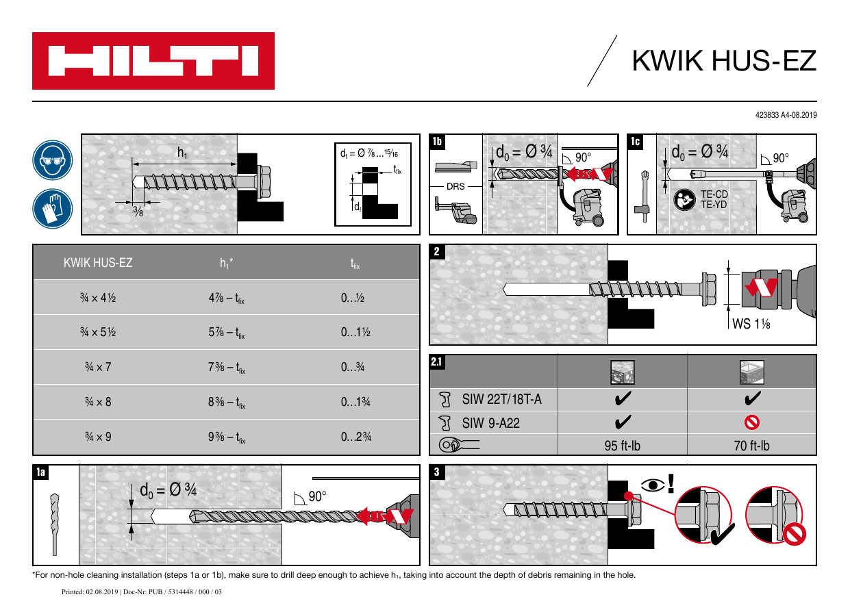 Hilti KWIK HUS - EZ 3/4 Instruction for use | Manualzz