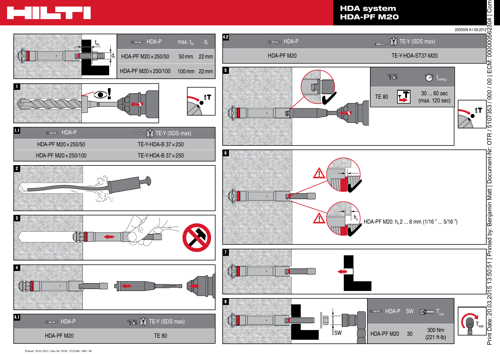 Hilti HDA-PF M20 Instruction for use | Manualzz