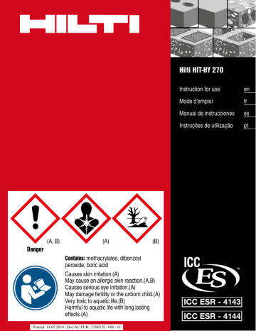 Hilti HIT-HY 270 Mode d'emploi | Manualzz