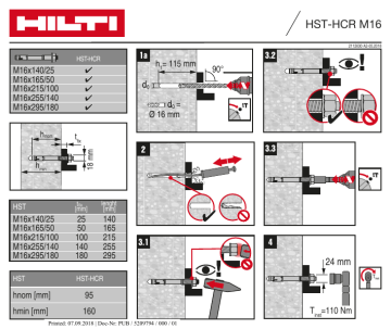 Hilti HST-HCR M16 用户指南 | Manualzz