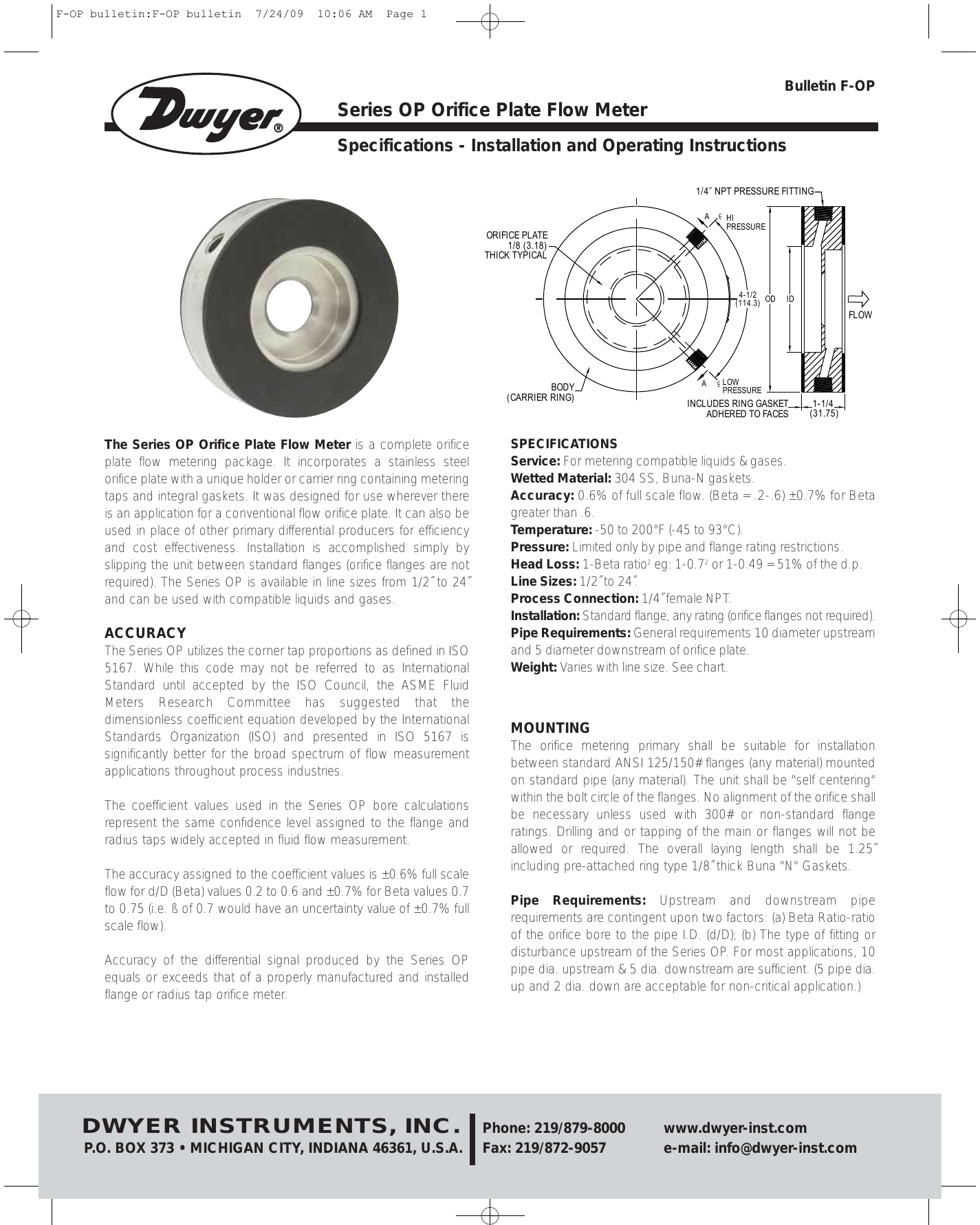 Dwyer Series OP User manual | Manualzz
