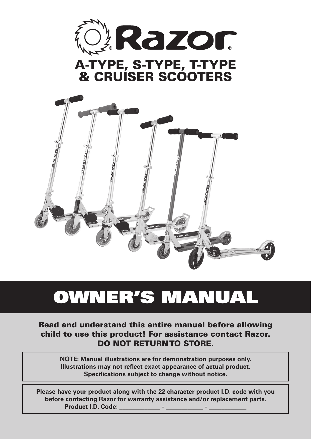 Razor A Scooter, S Scooter, Cruiser Scooter Owner's Manual | Manualzz