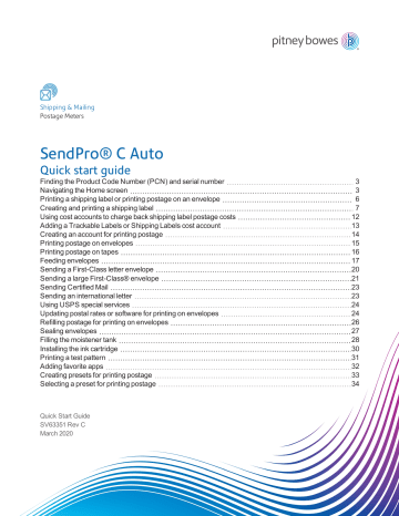Pitney Bowes SendPro® C Auto Quick Start Guide | Manualzz