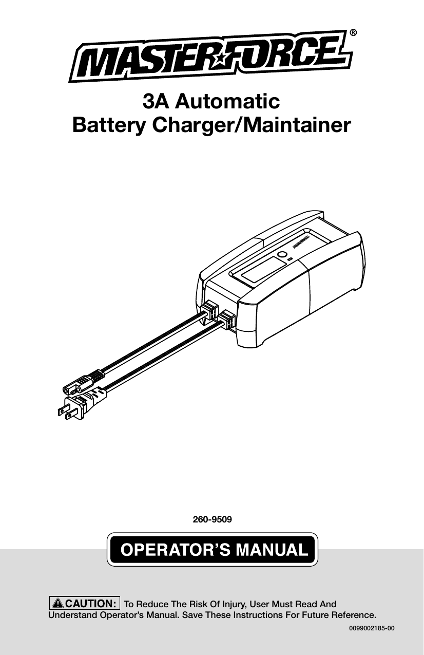 Schumacher Masterforce 260-9509 3A Automatic Battery Charger/Maintainer ...