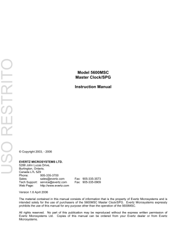 evertz 5600MSC Series Instruction Manual | Manualzz