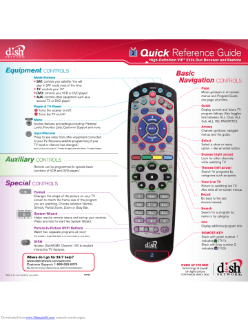 Dish Network ViP 222K Quick Reference Manual | Manualzz