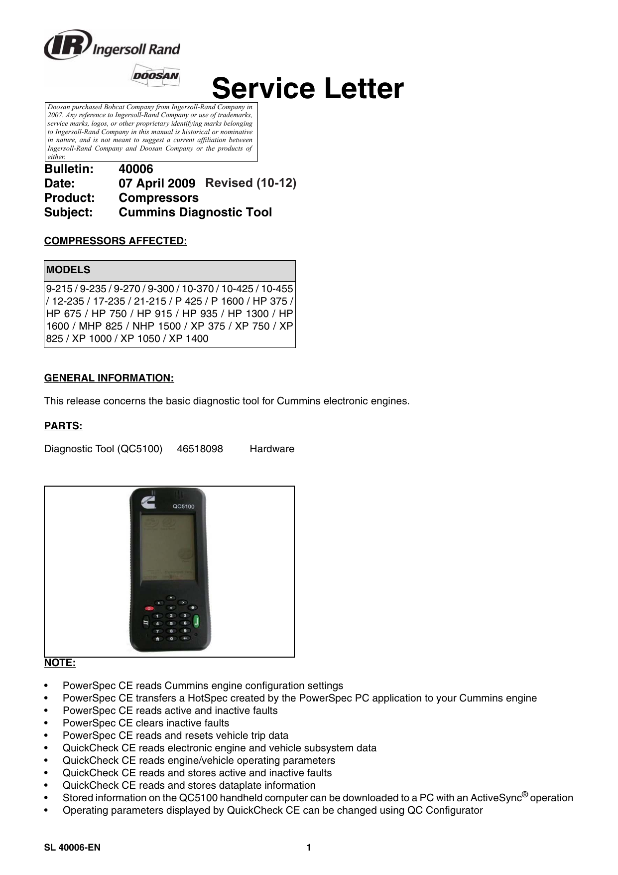 CUMMINS QC5100 User Manual | Manualzz