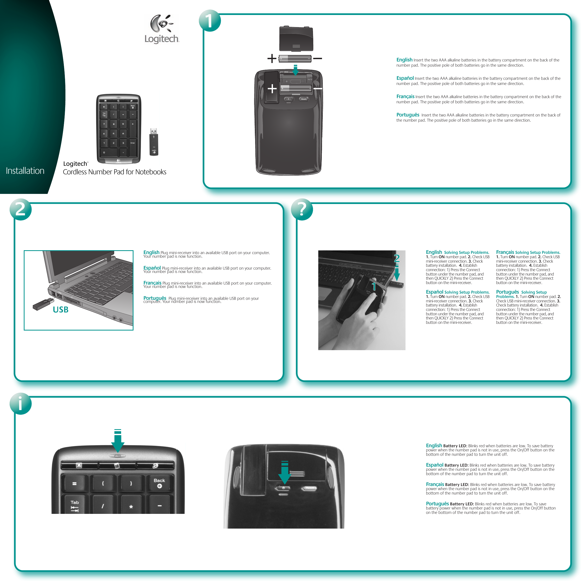Logitech 920-000217 - Cordless Number Pad Installation guide | Manualzz