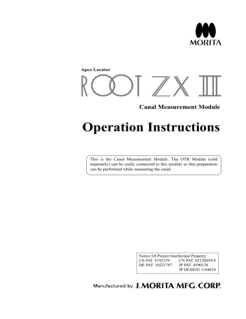 Morita ROOT ZX II Operation Instructions Manual | Manualzz